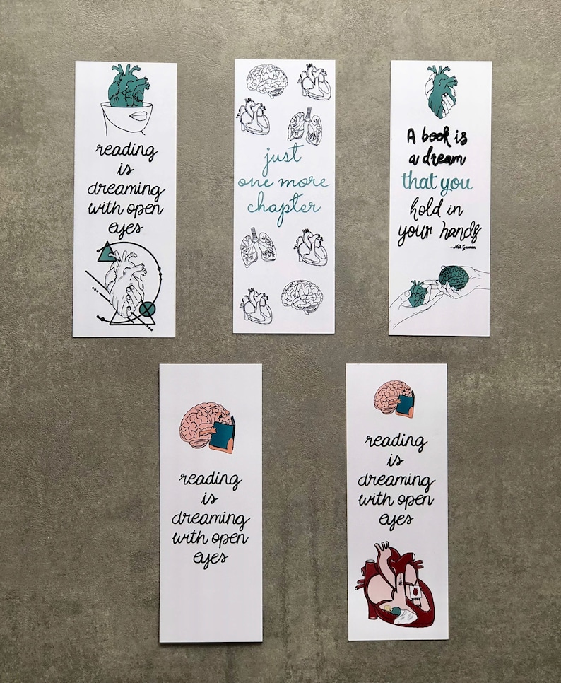 Set of 5 bookmark anatomy bookmark medicine bookmark paper | Etsy