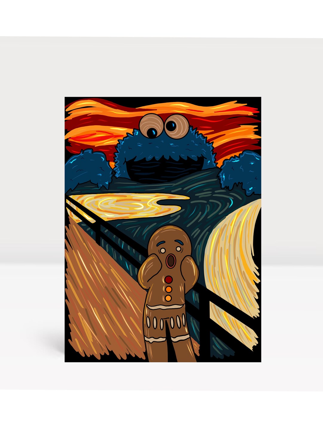 Gingerbread Man Modern Christmas Card / Cookie Monster / - Etsy