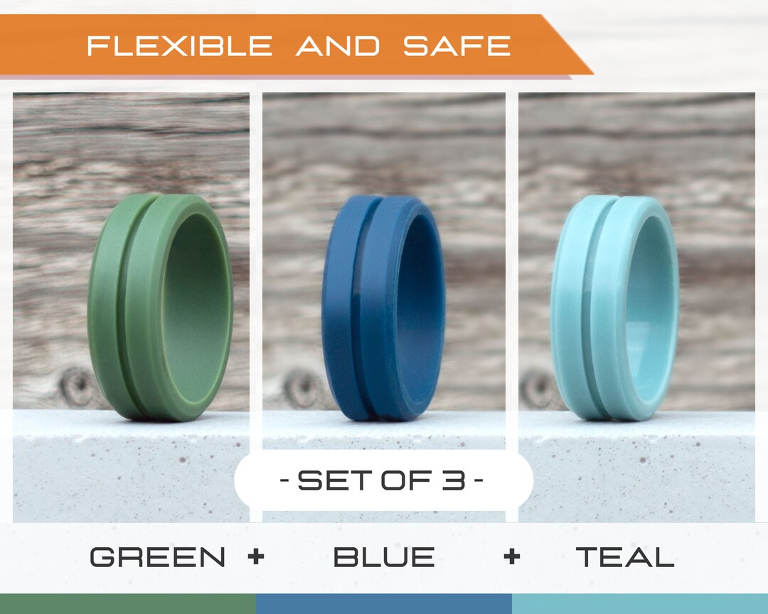 Mens Silicone Ring Set 3 Silicone Rings Men Rubber Rings - Etsy