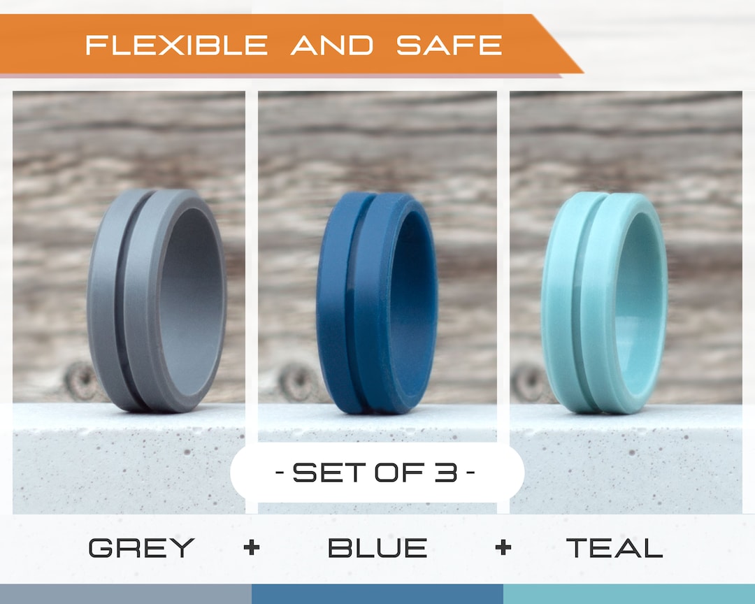 Mens Silicone Ring Set, 3 Silicone Rings Men, Rubber Rings, Rubber ...