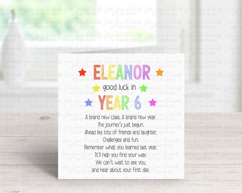 First Day of School Card | Personalised Back to School Card | Good Luck ...