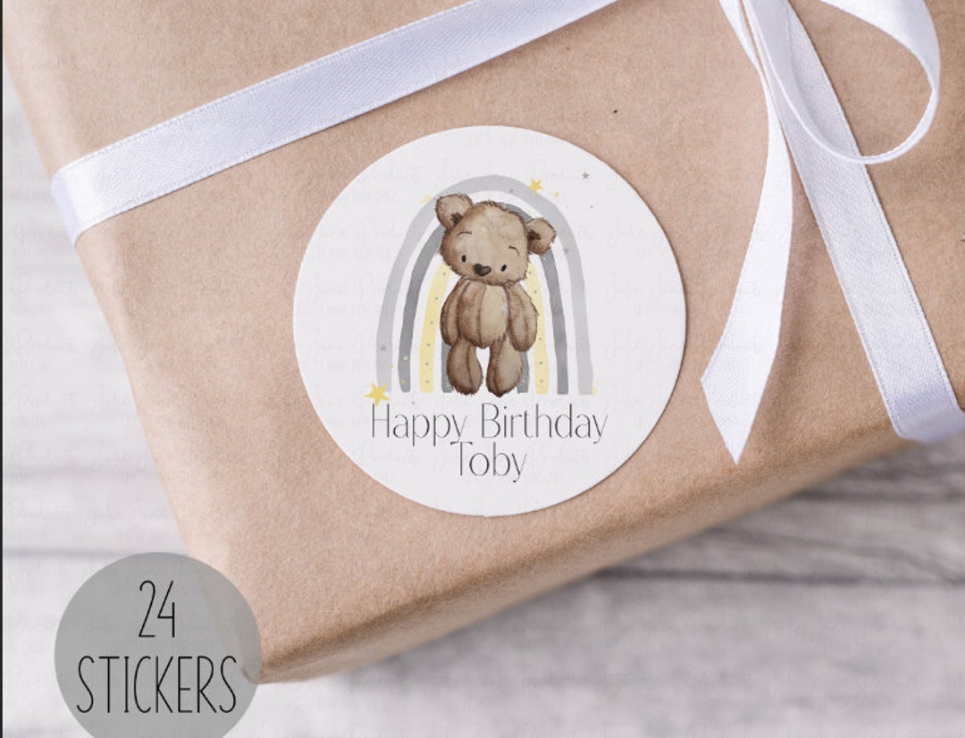 Rainbow Birthday Stickers Personalised Baby Birthday Stickers Gift Tag ...