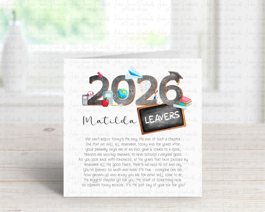 School Leaver Card | Class of 2026 | Personalised Card | Last Day of ...