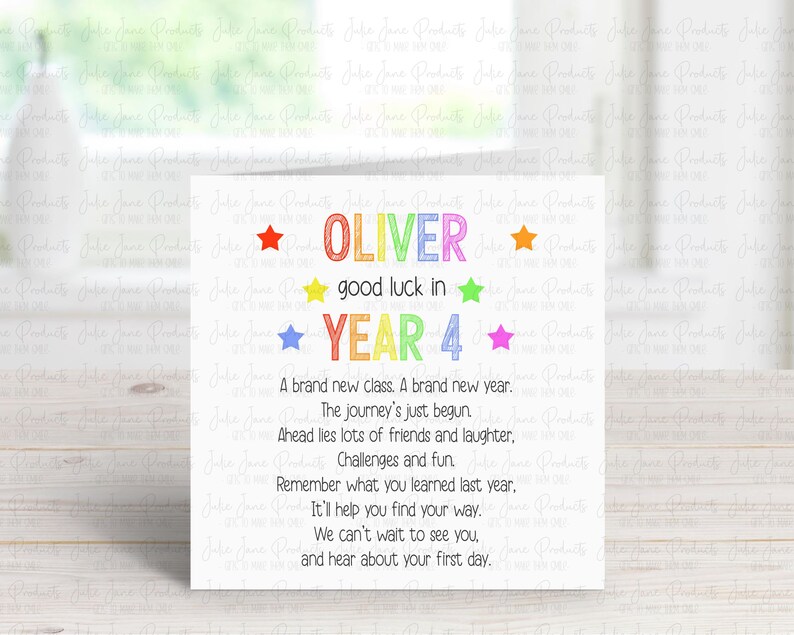 First Day of School Card | Personalised Back to School Card | Good Luck ...