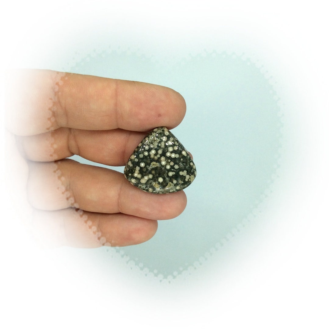 Ocean Jasper Cabochon Gemstone Pear Shape Green Color White Dots ...