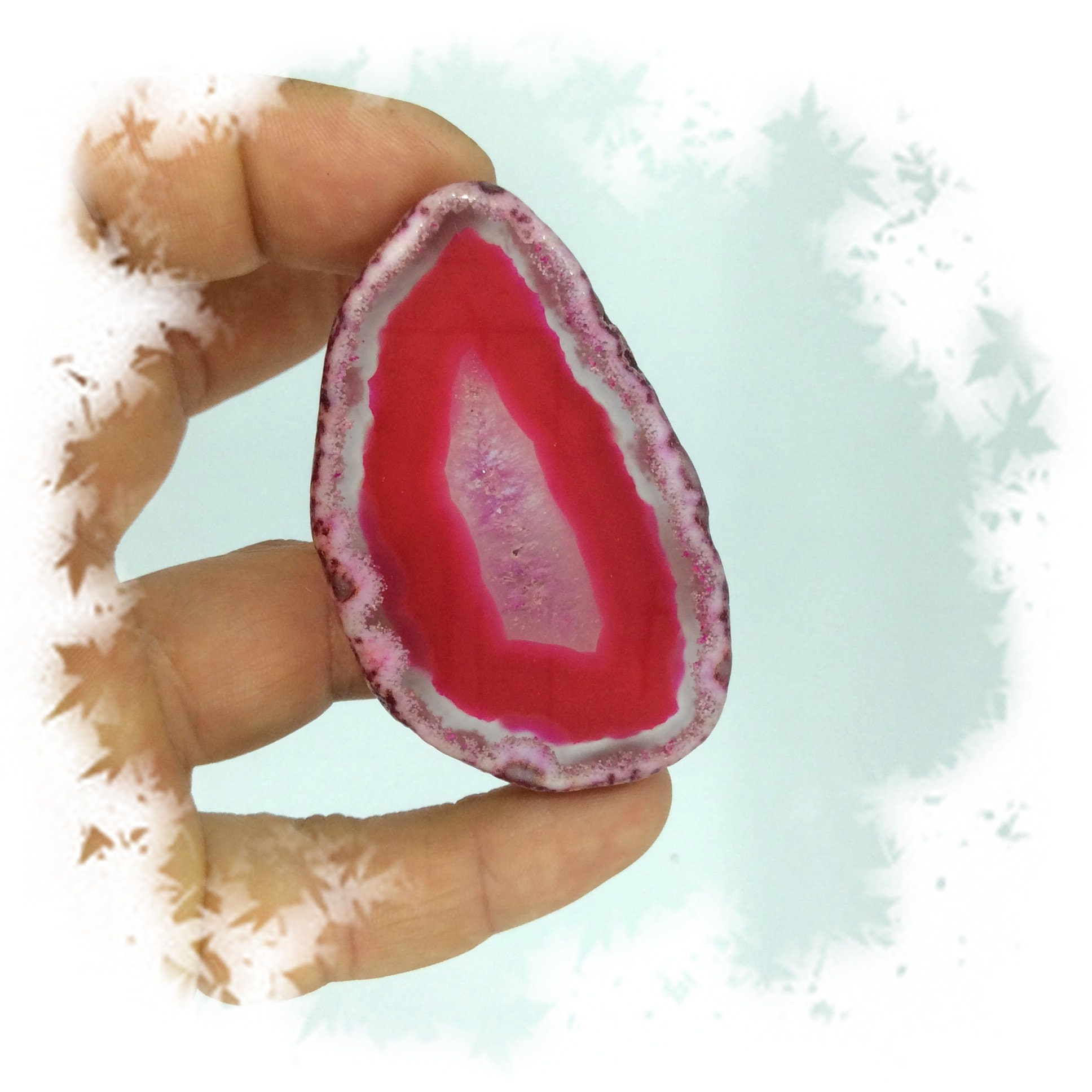 Striped Druzy Agate Freeform Slice Big Pendant Candy Pink Color ...