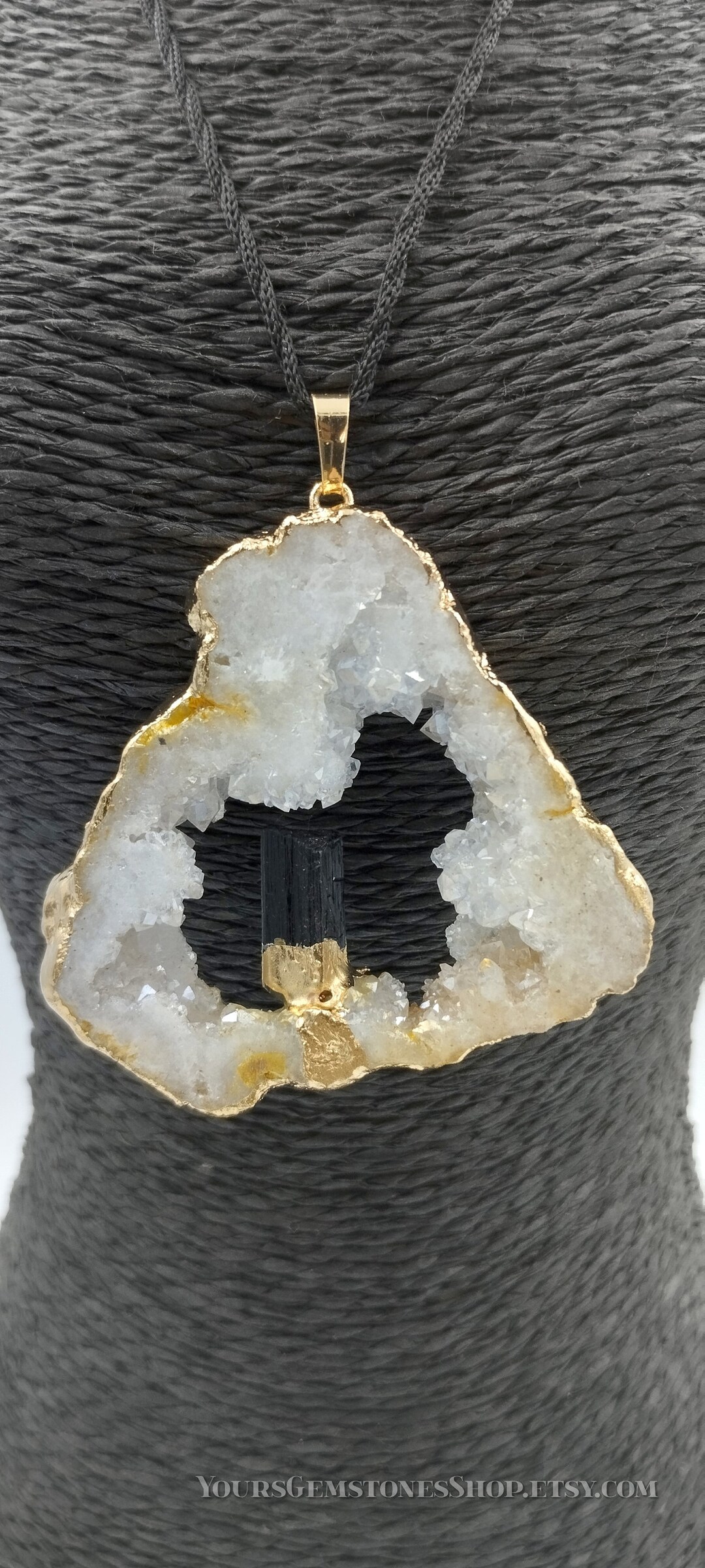 Healing Protect From Negative Stone Natural Druzy Quartz & Black ...