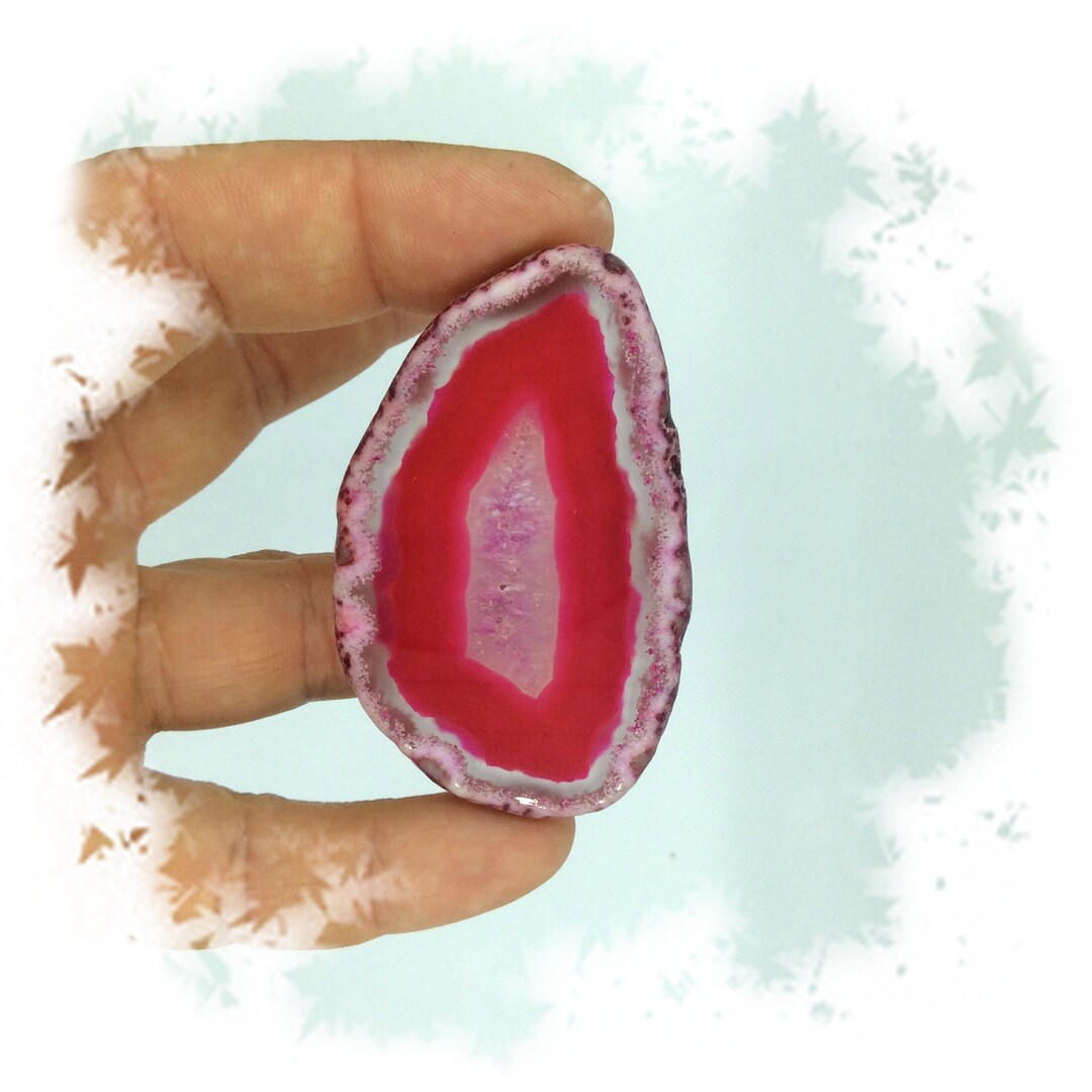 Striped Druzy Agate Freeform Slice Big Pendant Candy Pink Color ...