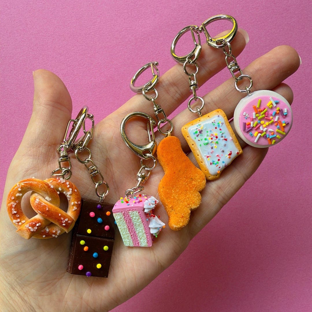 Food Themed Keychains, Handmade Gifts for Her, Funny Birthday Gift for ...