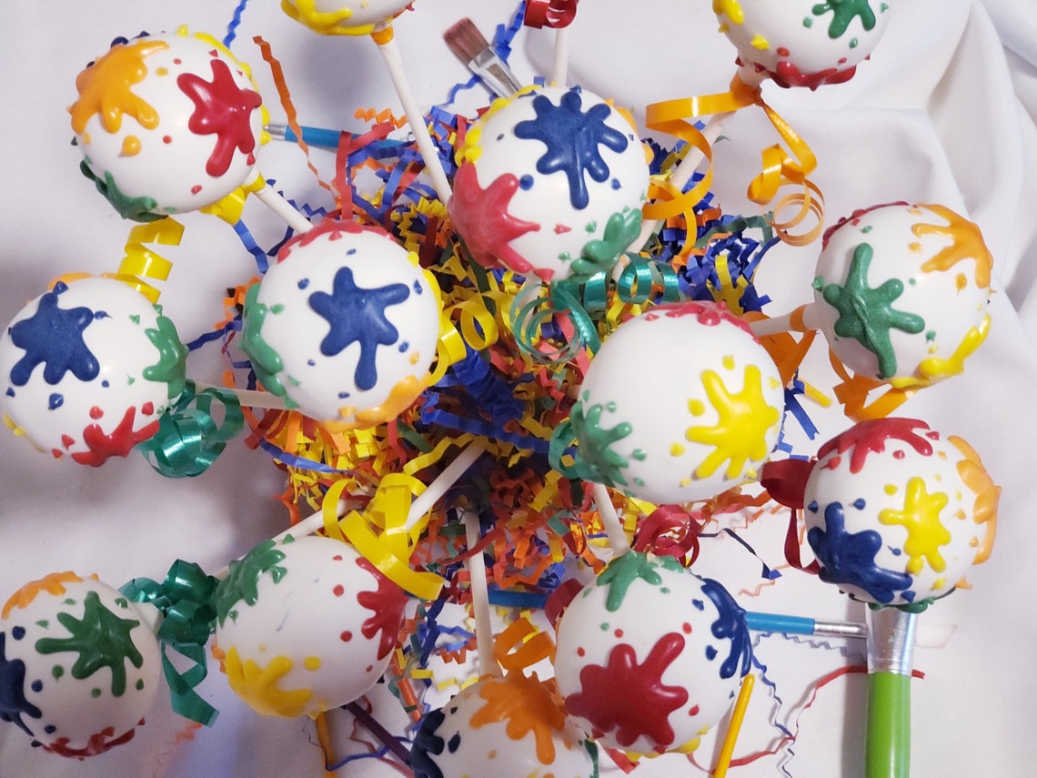 Splash Cake Pops Art Theme Colorful Cake Pops Birthday | Etsy