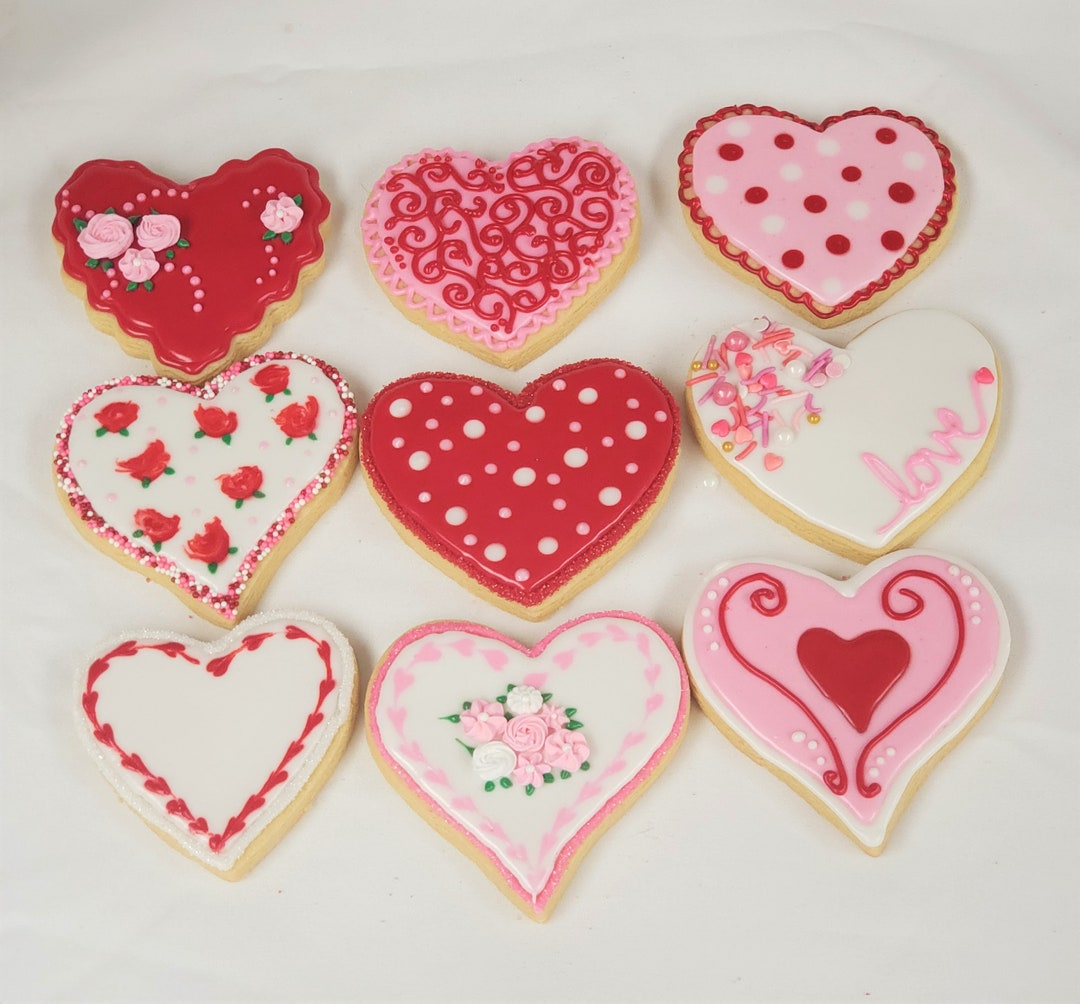 Valentine's Desserts Valentine's Day Cookies Pink White Red Heart ...