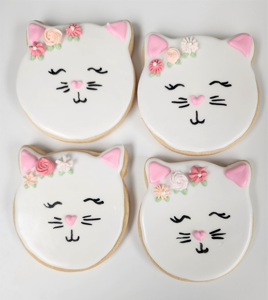 Kitten Cookies Cute Kitty Birthday Cookies Baby Shower Cookies Fancy ...