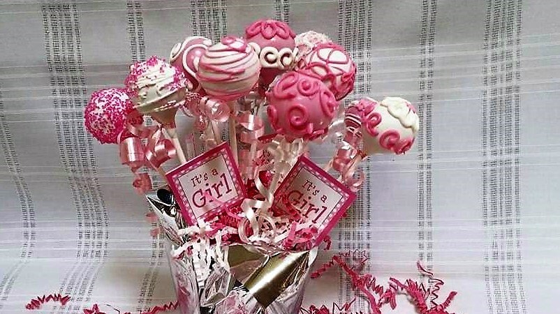 Baby Girl Cake Pops - Baby Shower Dessert - Girl Birthday Party Dessert ...