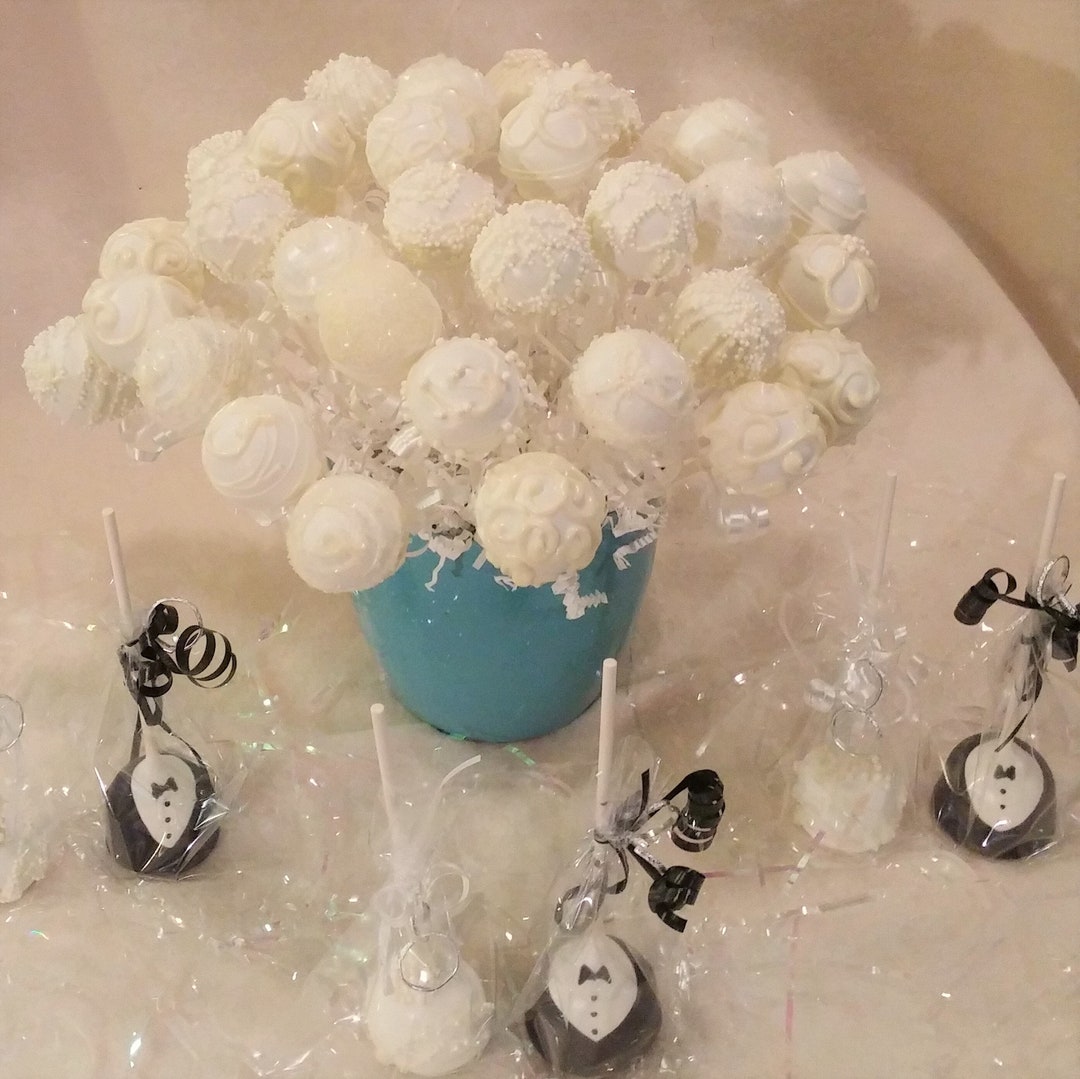 Bridal Cake Pop Bouquet - Wedding Cake Pops - Wedding Party Favors ...