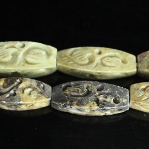 10 Carved Barrel Tube Multi Color Stone Beads 24 26 Mm - Etsy