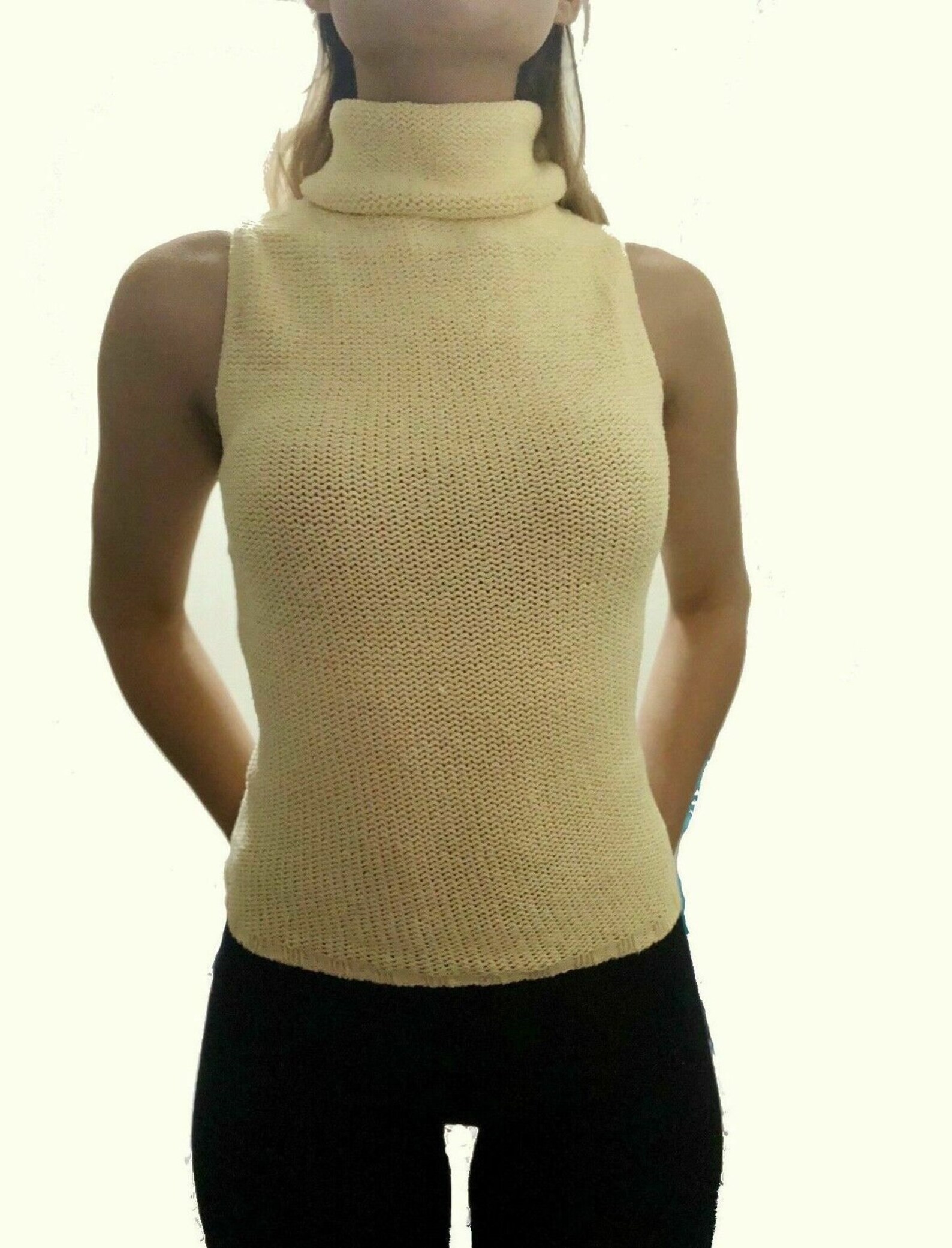 Yellow Woman's Turtleneck Top Sleeveless Size Medium 100% - Etsy