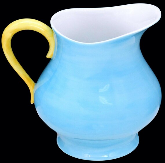 J. Seignolles Limoges France Swing Blue Yellow Pitcher | Etsy