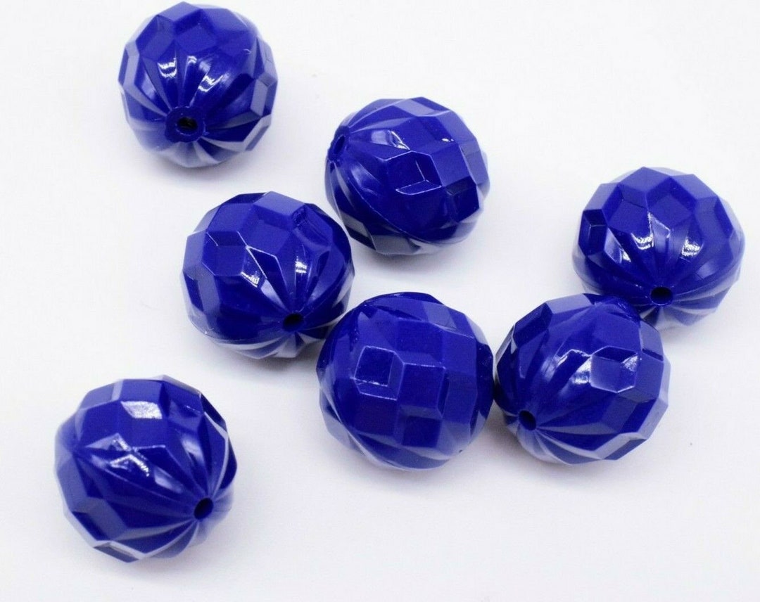 10 Vintage Round Faceted Dark Blue Beads Crafts Jewelry Making - Etsy