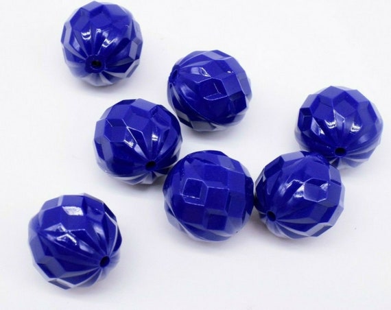 10 Vintage Round Faceted Dark Blue Beads Crafts Jewelry Making | Etsy