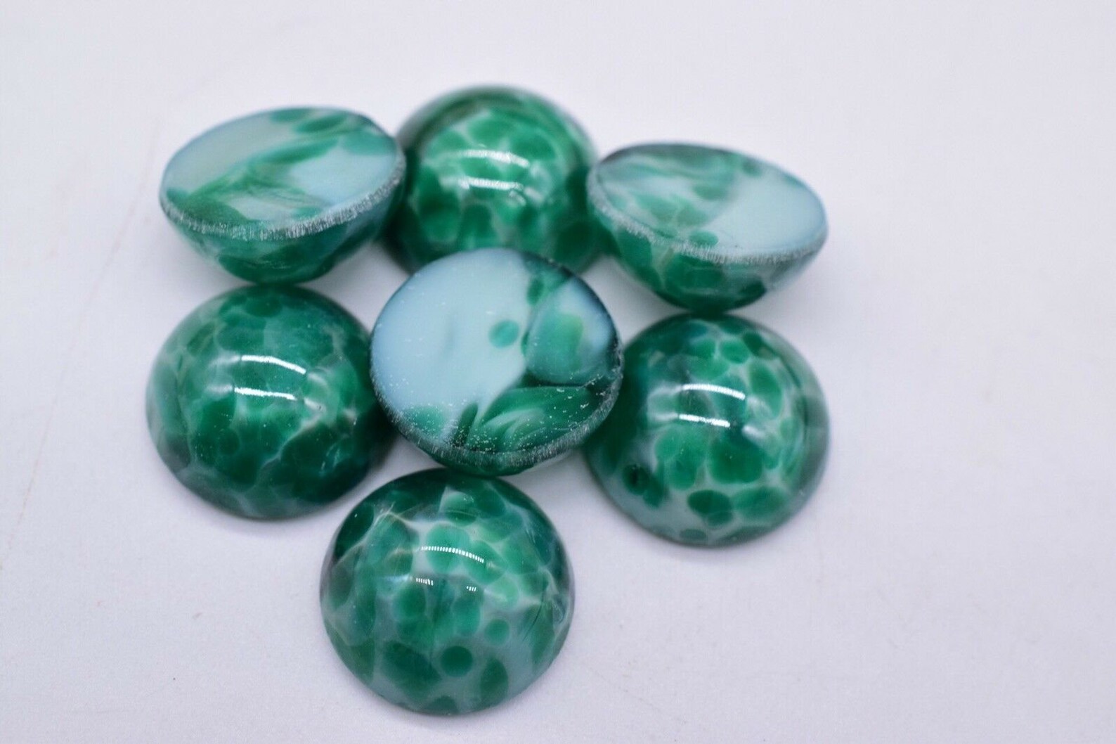 Vintage Green Jade Marble-like Spotted Dome Top Round Cabochon | Etsy