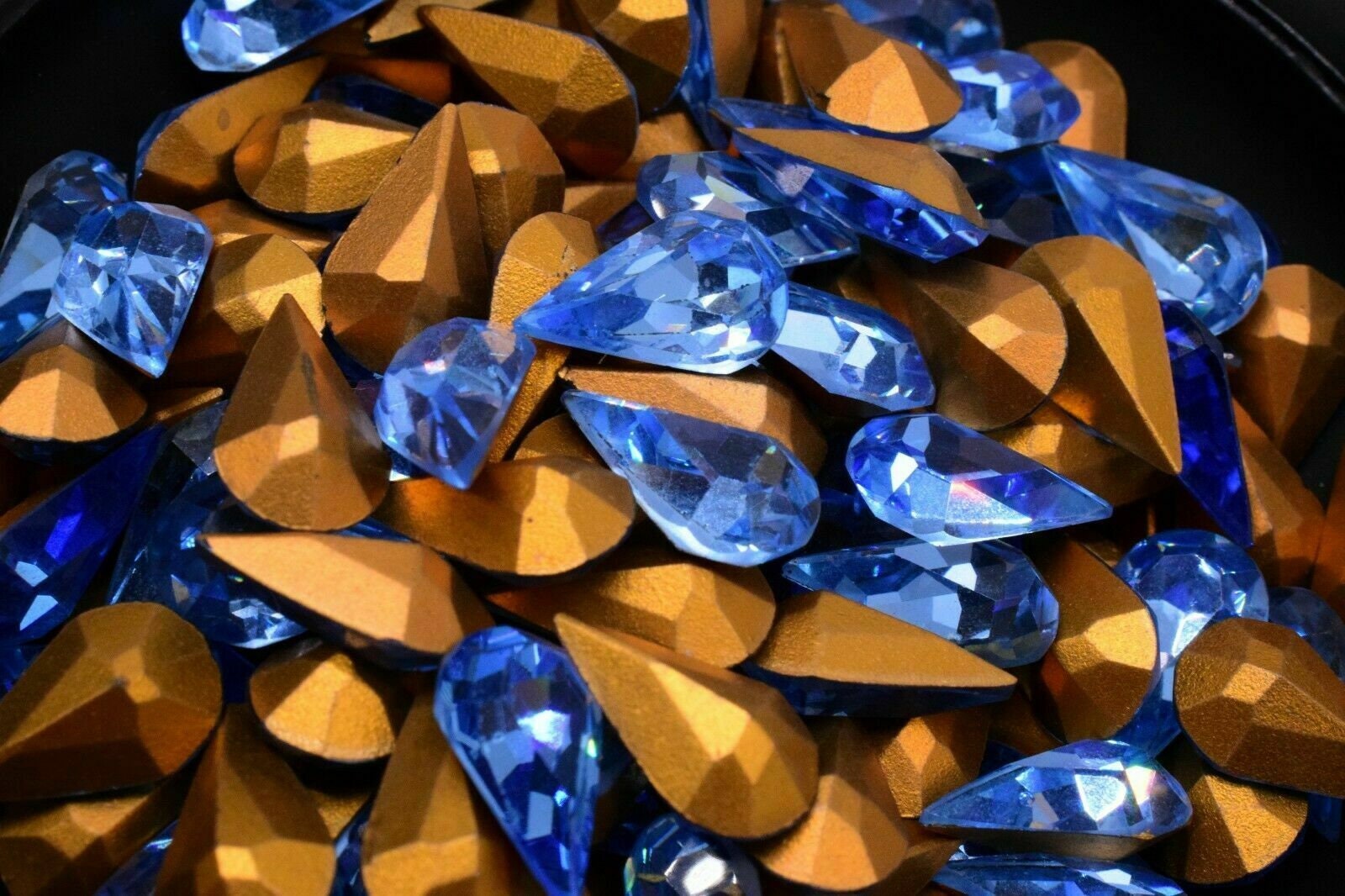 10 Swarovski Light Blue Pear Shape Cabochon Gold Foiled 8 X 13 - Etsy