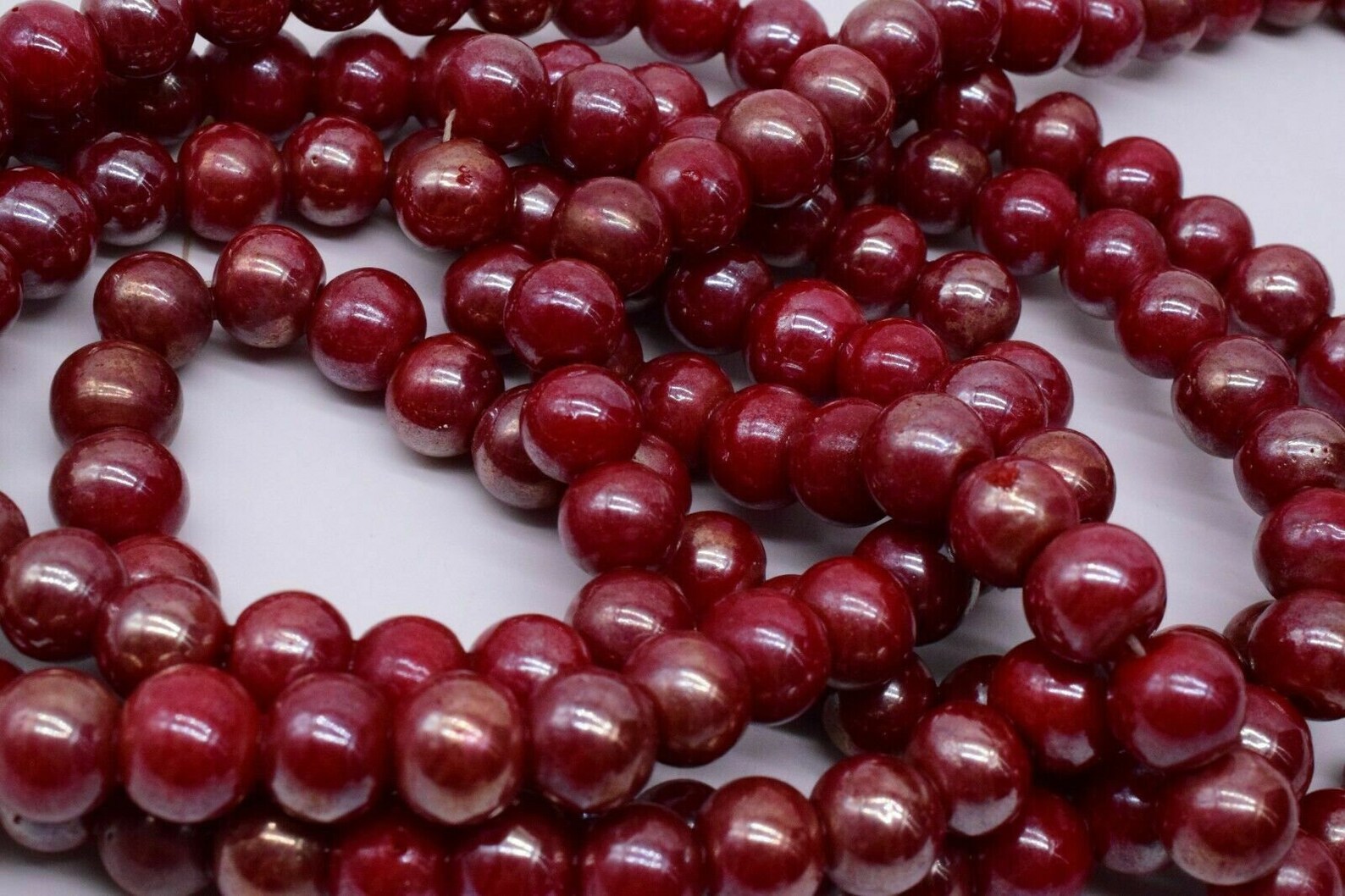 20 glossy burgundy round beads jewelry making crafts 9 mm - Etsy 日本