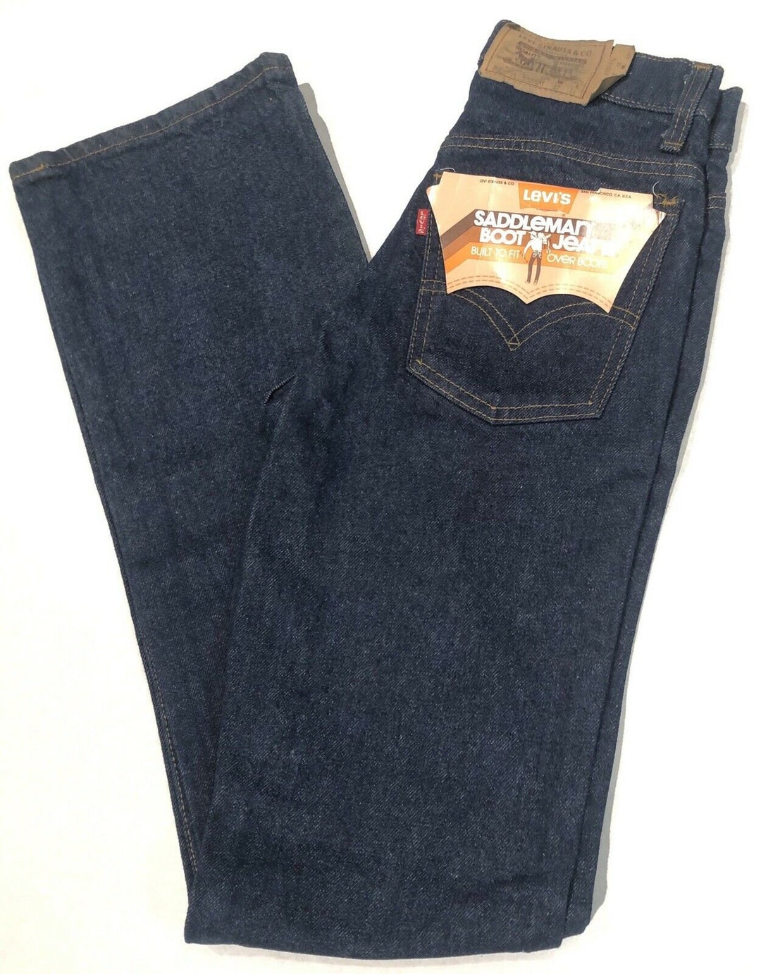 Levis Dark Blue Student Saddleman Boot Jeans Pants W25 L34 NWT Vintage ...