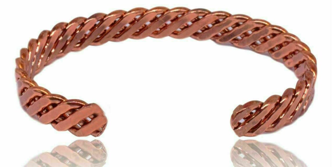 Solid Copper Braided Adjustable 8 Mm Twist Cuff Bracelet - Etsy