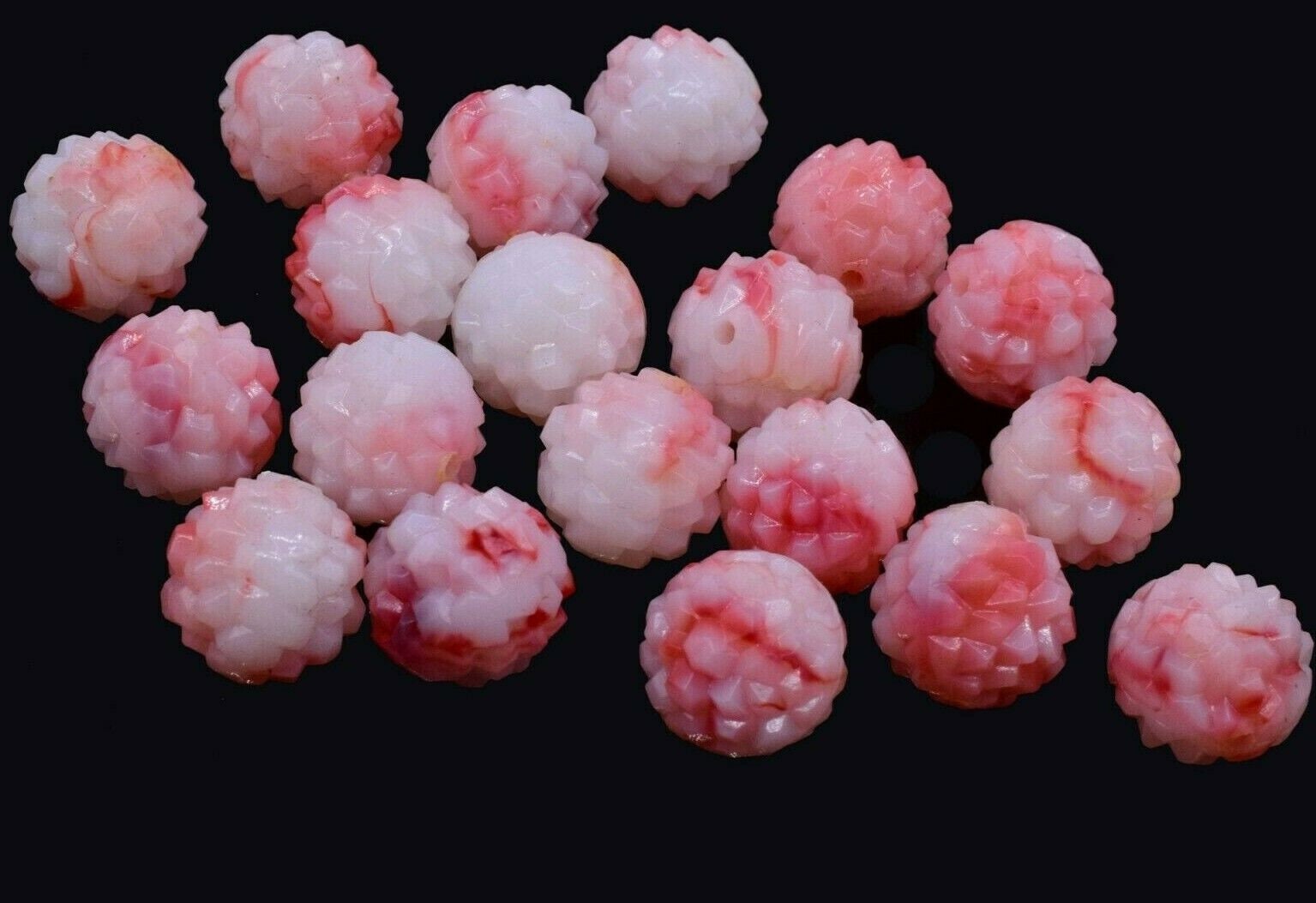 20 Round Red White Faceted Round Beads 16 mm Jewelry Making | Etsy