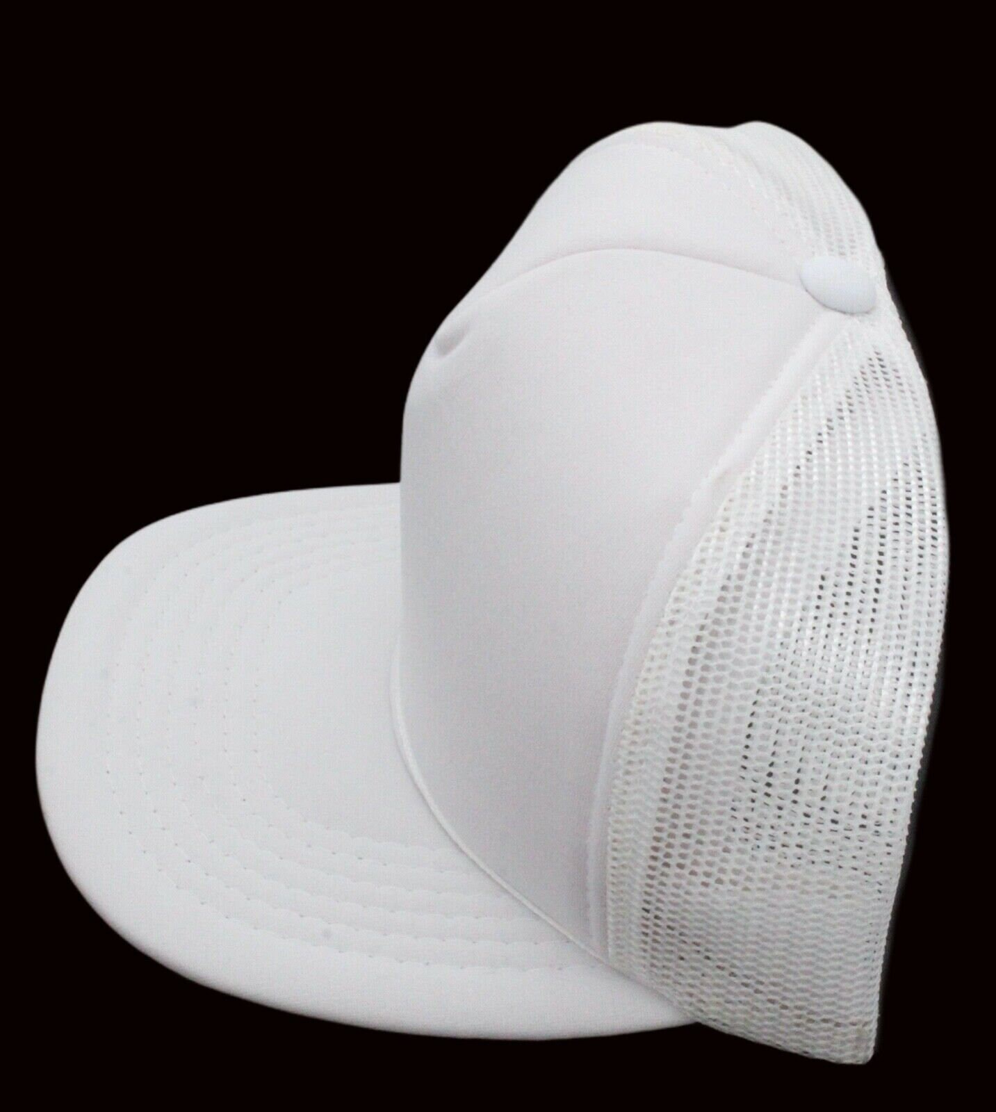 White Snapback Cap Foam Front Adjustable Hat Cap Meshed Back One Size ...