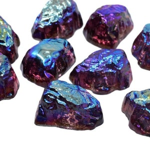 10 Aurora Borealis Amethyst Lava Rock Glass Stones Cabochons 18 X 11 Mm ...