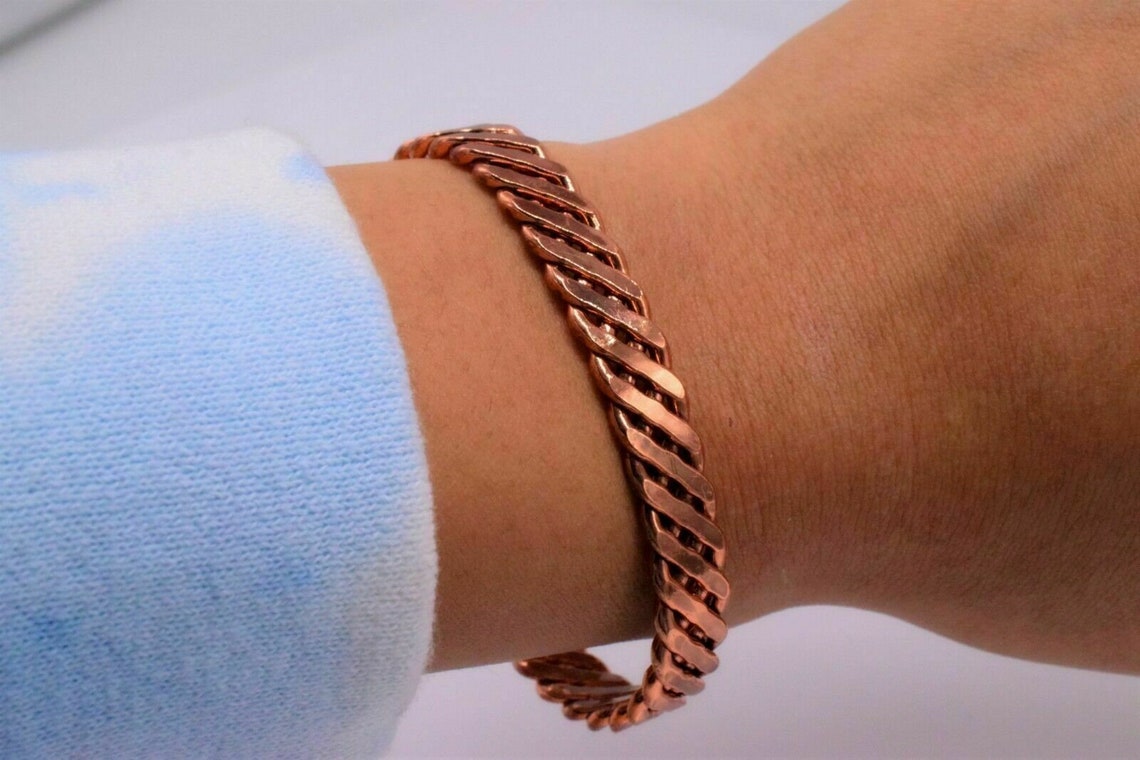 Solid Copper Braided Adjustable 8 Mm Twist Cuff Bracelet - Etsy