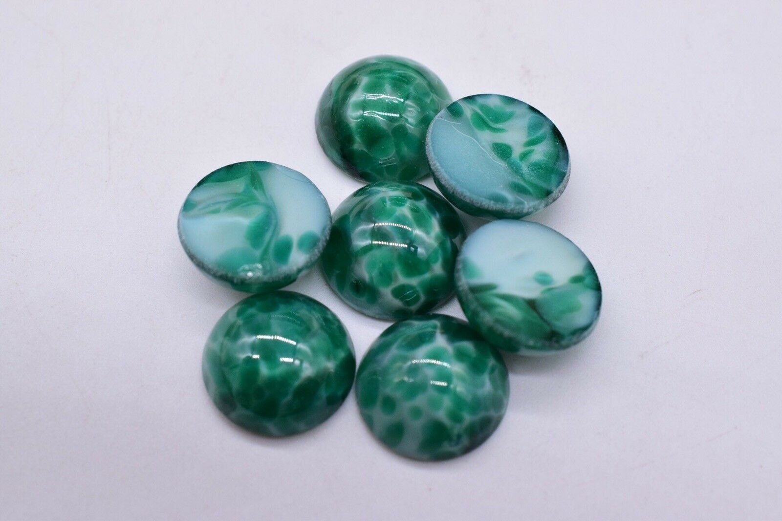 Vintage Green Jade Marble-like Spotted Dome Top Round Cabochon | Etsy