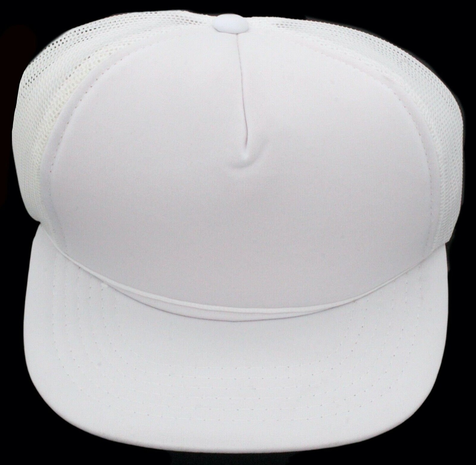 White Snapback Cap Foam Front Adjustable Hat Cap Meshed Back One Size ...