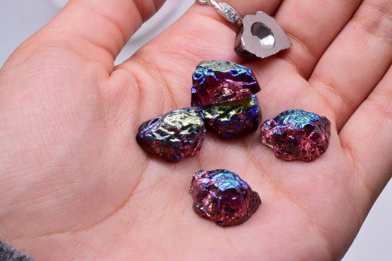 10 Aurora Borealis Amethyst Lava Rock Glass Stones Cabochons | Etsy