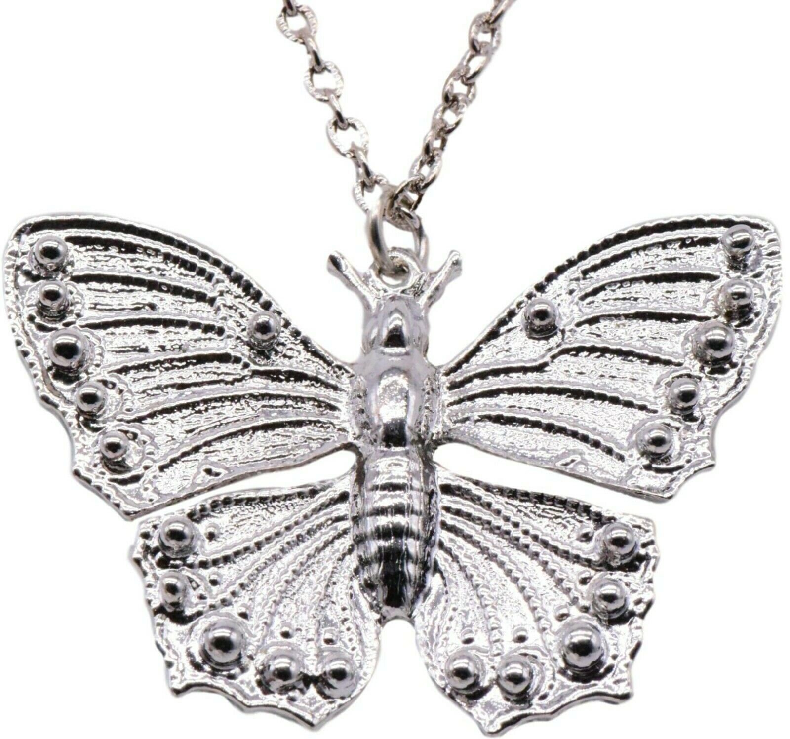 Silver Butterfly Pendant 23.5 Chain Detailed Butterfly - Etsy UK
