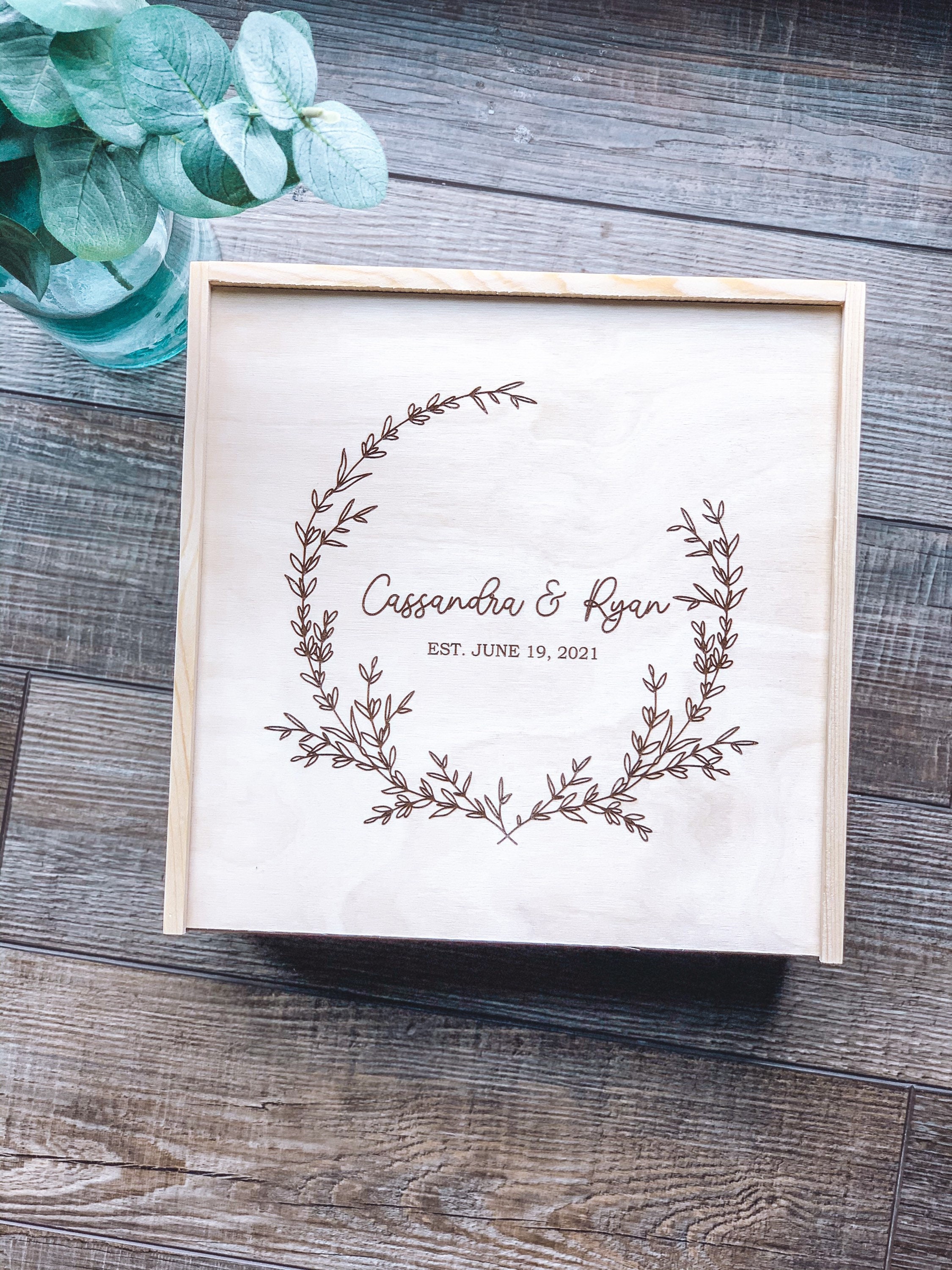 Large Wood Memory Box Photo Box Engraved Keepsake Box - Etsy