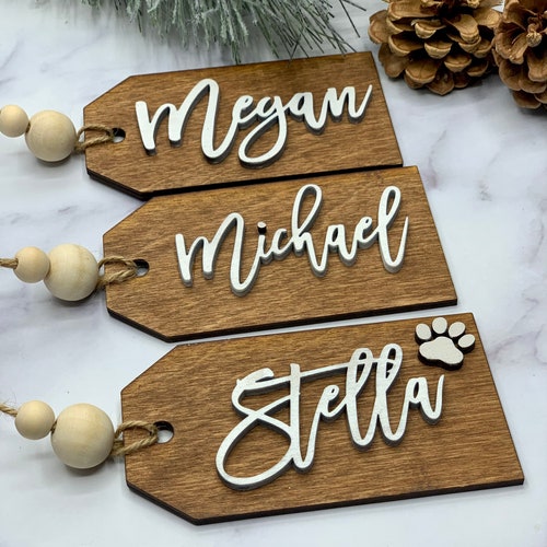 Beaded Wooden Name Tag Personalized Christmas Stocking Tags - Etsy