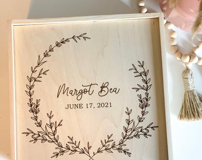 Wooden Keepsake Box, Baby Keepsake Box, Baby Memory Box, Engraved ...