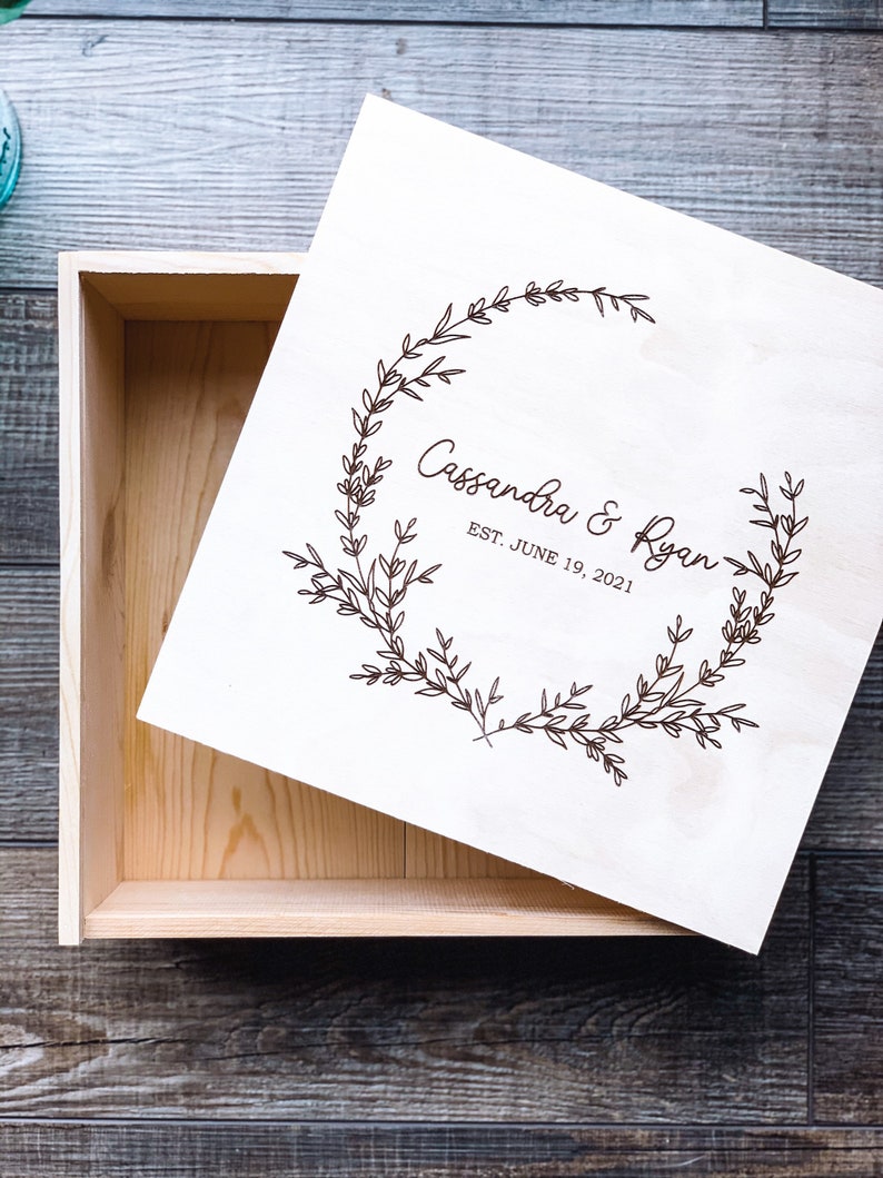 Large Wood Memory Box Photo Box Engraved Keepsake Box - Etsy