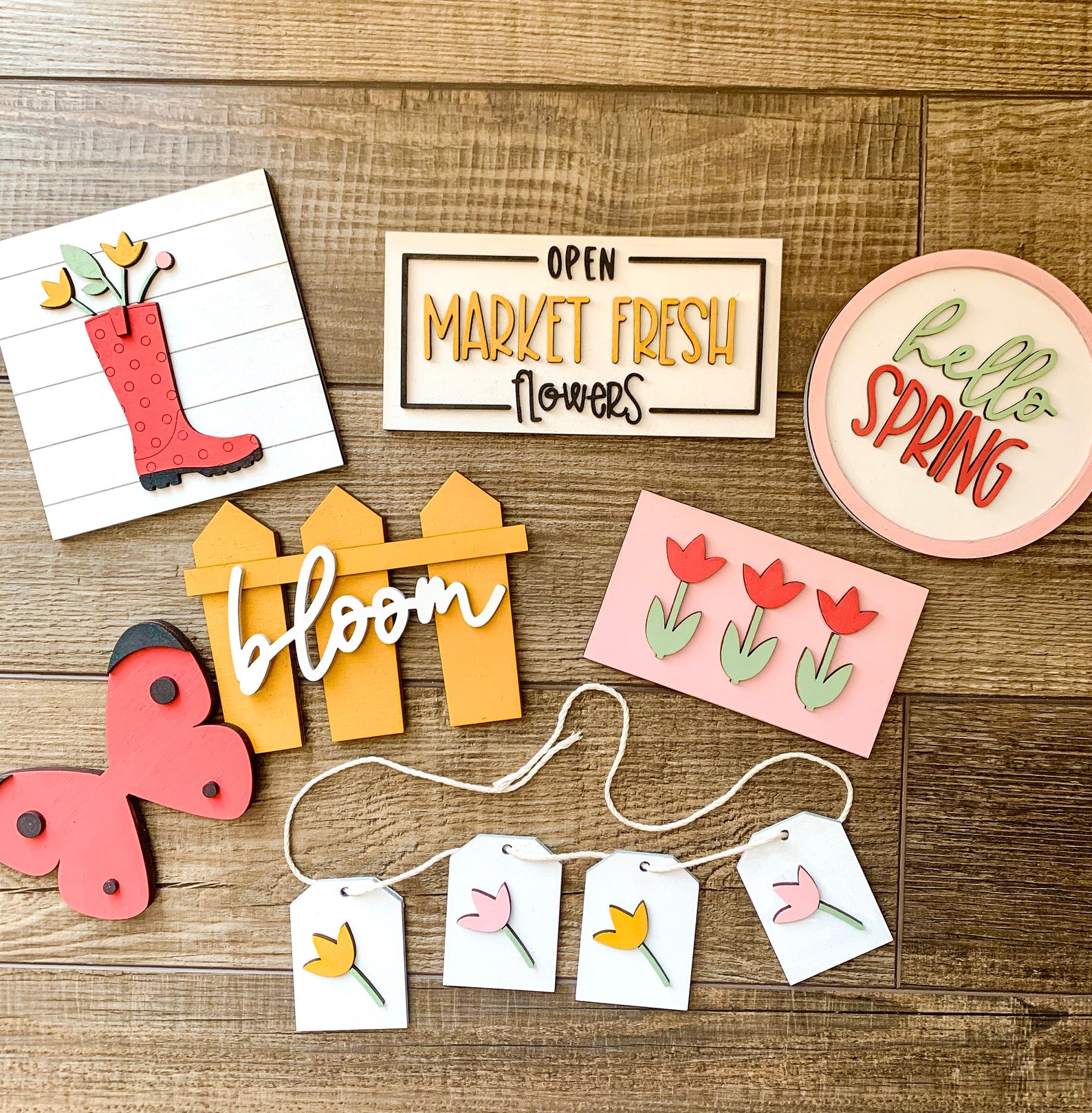 Spring Tiered Tray Decor Spring Decor Tiered Tray Fresh - Etsy