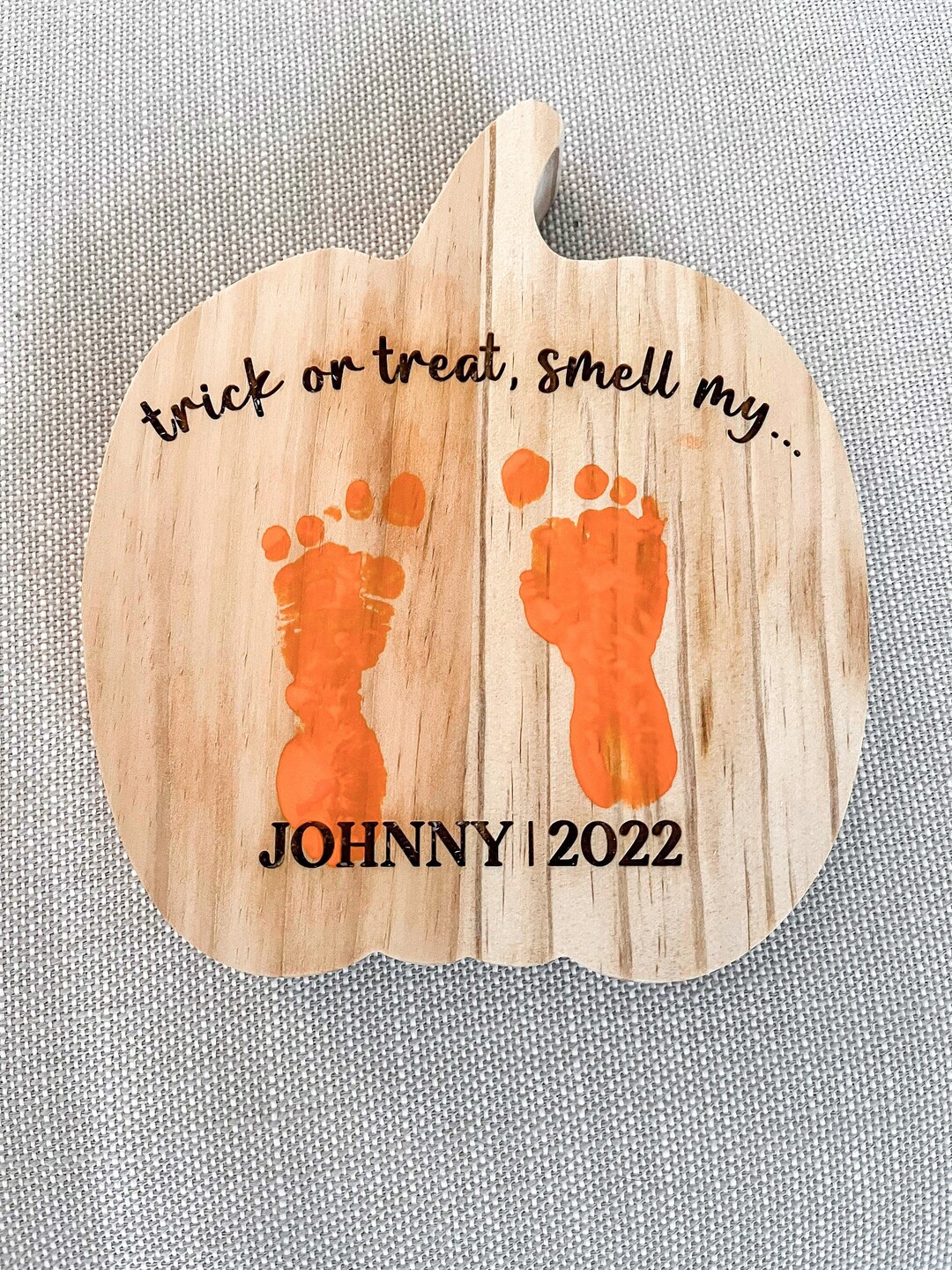 Pumpkin Sign, Baby Footprint Sign, Pumpkin Footprint, Wooden Pumpkin ...