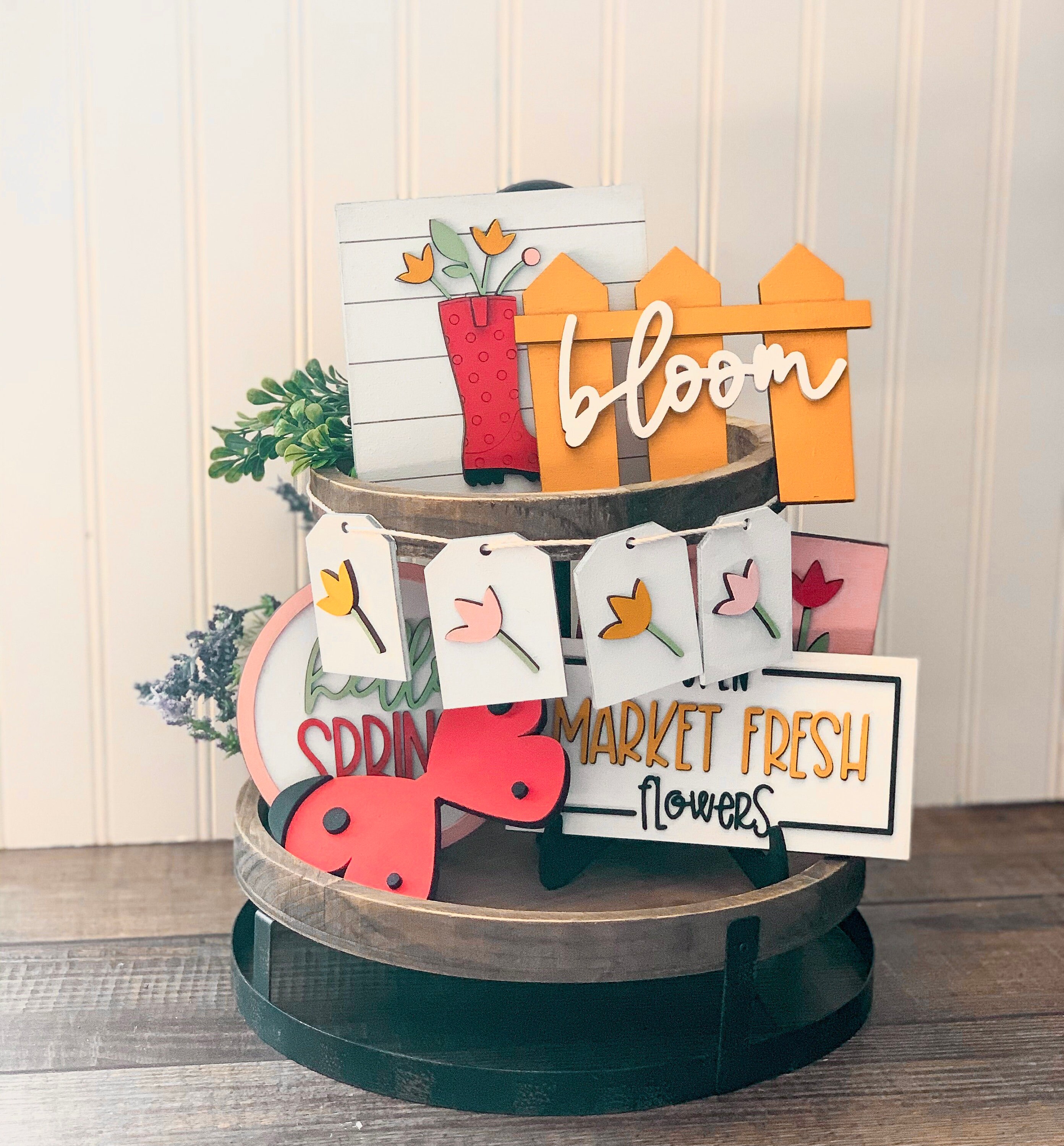 Spring Tiered Tray Decor Spring Decor Tiered Tray Fresh - Etsy