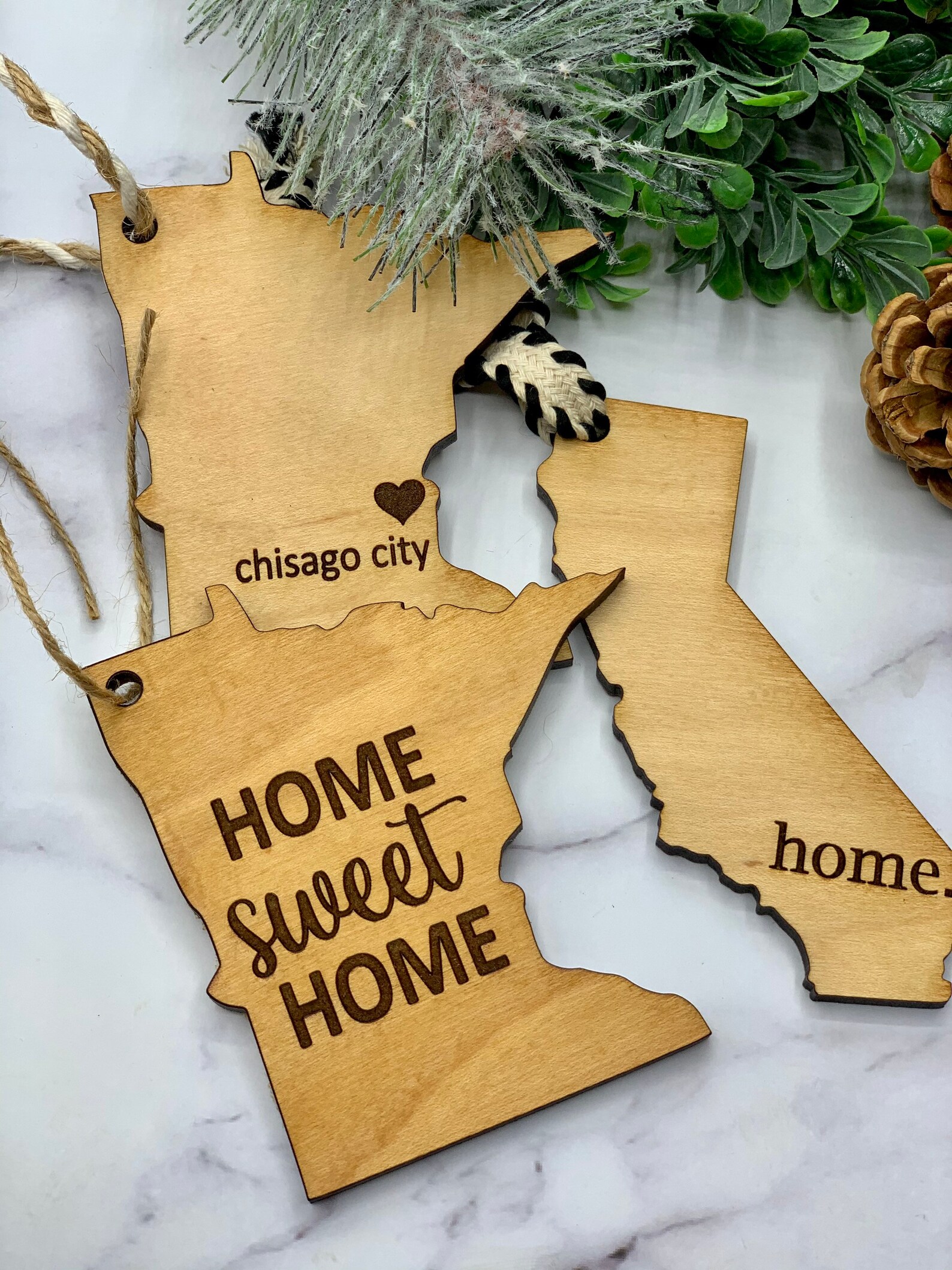 Engraved State Ornament State Ornament Wooden Ornament - Etsy