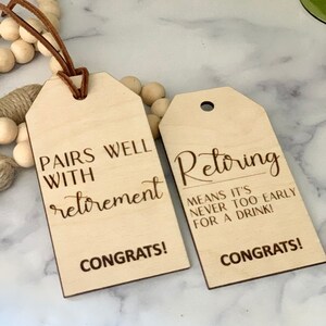 Retirement Gift Tag | Wine Bottle Tag | Wine Gift Tag | Wooden Tag ...