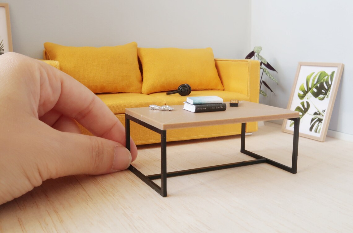 Miniature Coffee Table for Dollhouse 1:12th Scale Modern - Etsy