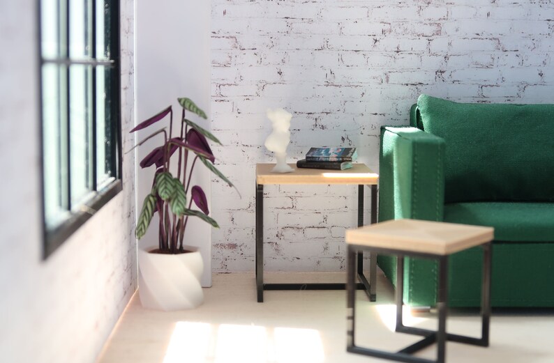 Modern miniature side tables for dollhouse 1:12th scale set | Etsy