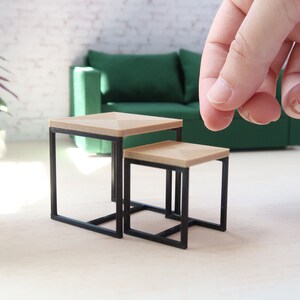 Modern Miniature Side Tables for Dollhouse, 1:12th Scale, Set of 2 ...