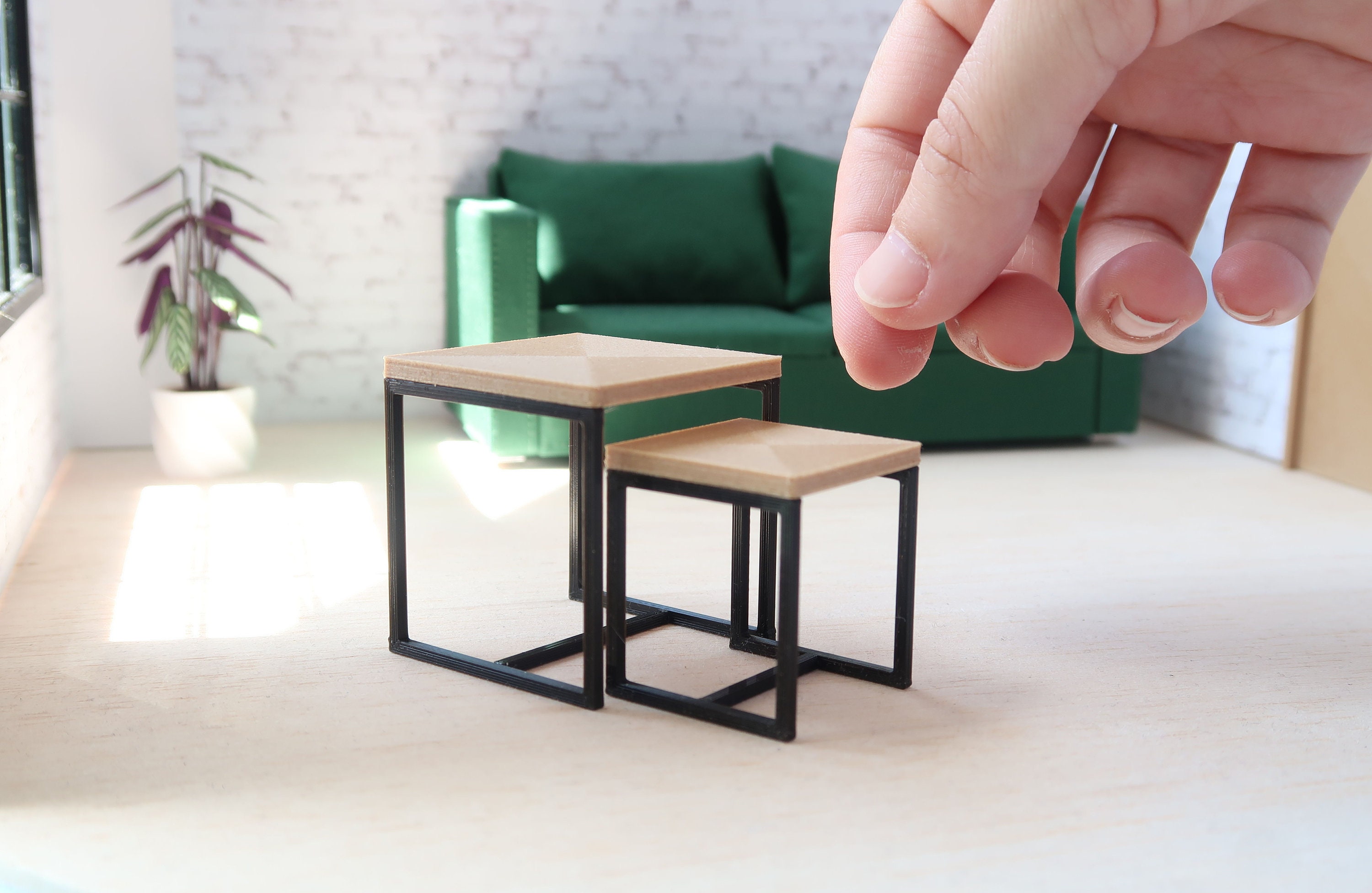 Modern miniature side tables for dollhouse 1:12th scale set | Etsy