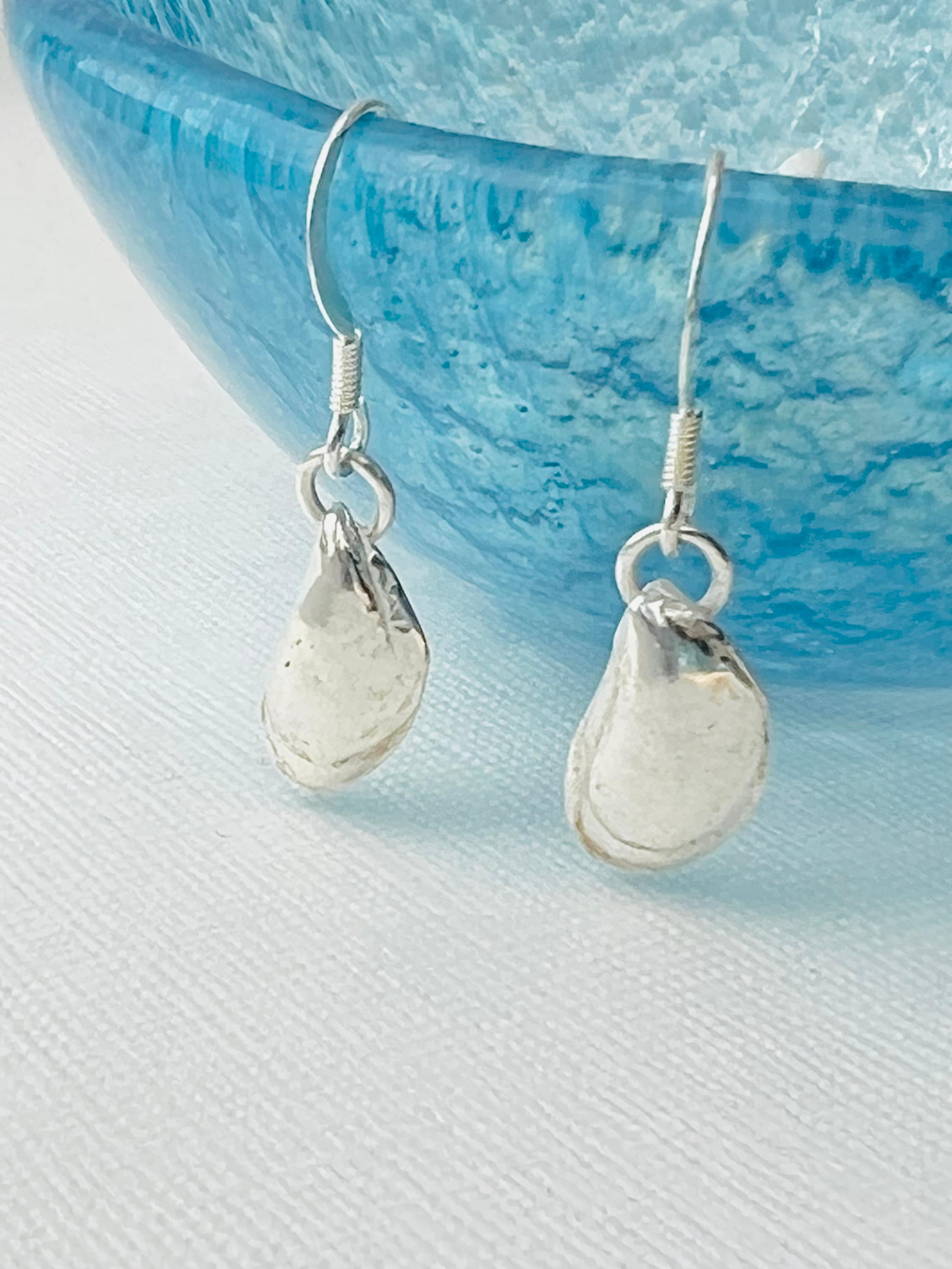 Handmade Silver Cornish Mussel Shell Earrings, Dainty Dangle Cornish ...